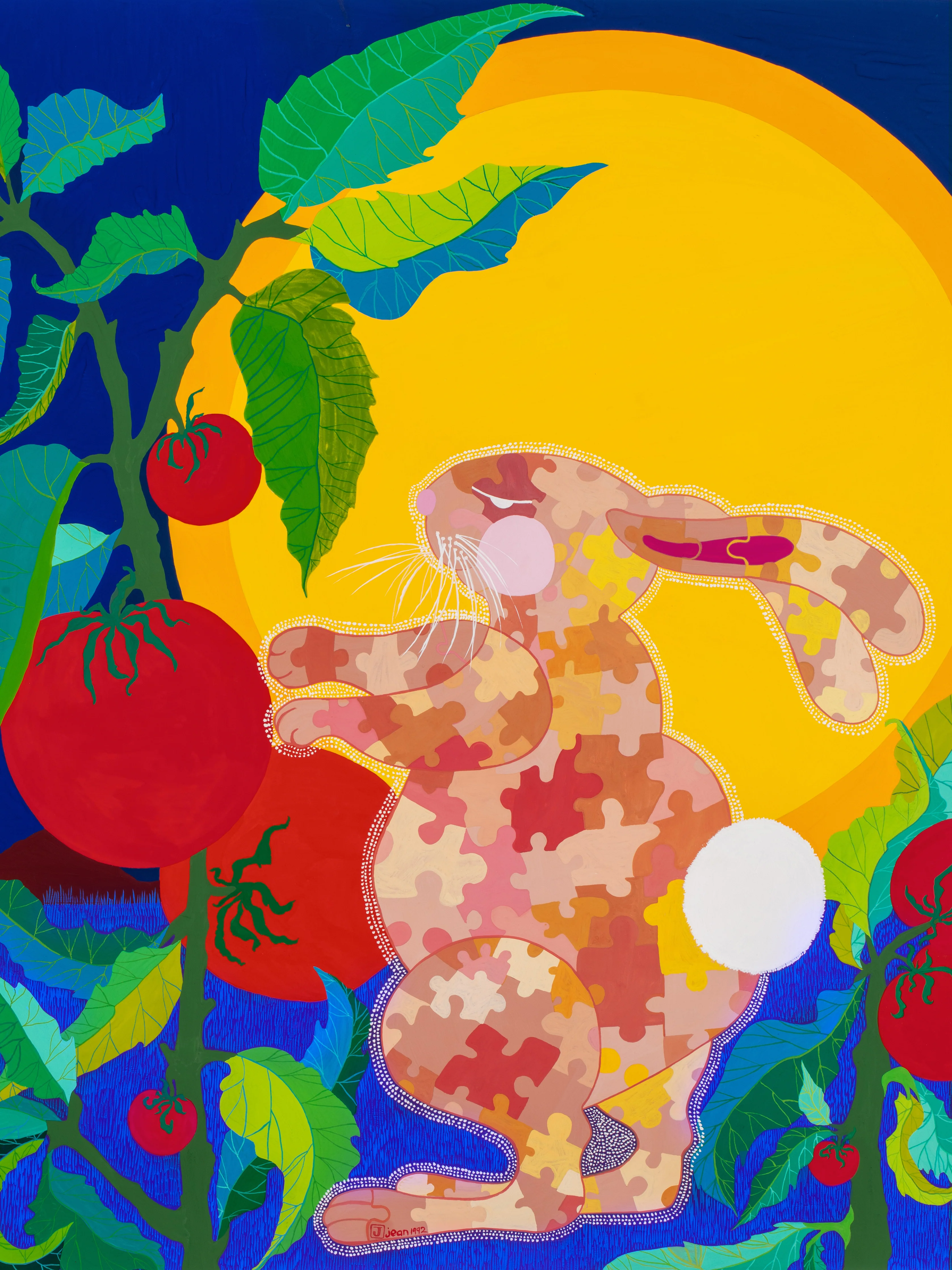 Jigsaw Rabbit in Tomato Patch Poster by Jean Tori | Wallbaby.com