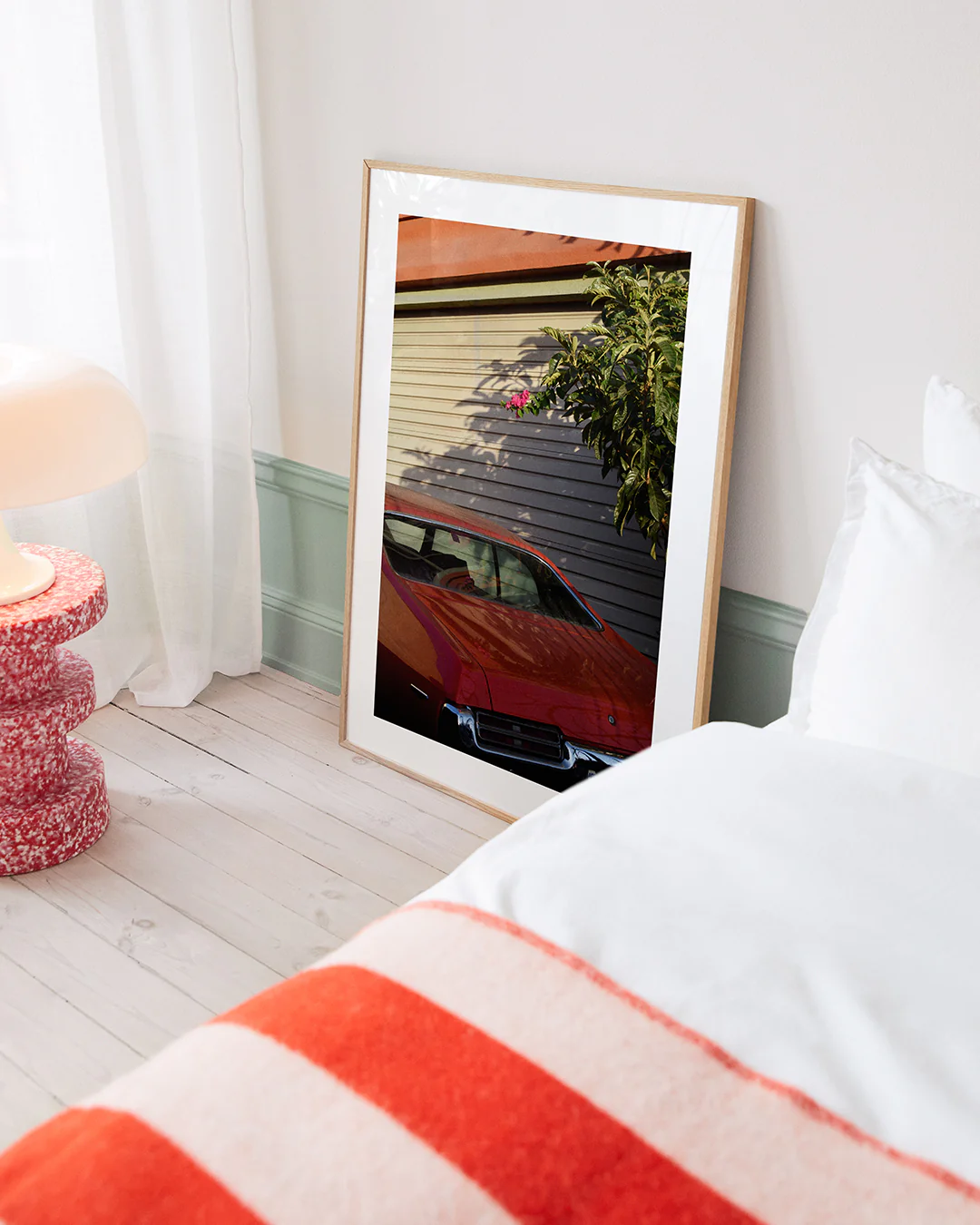 Venice Beach Auto - Vintage Red Car Poster | Wallbaby