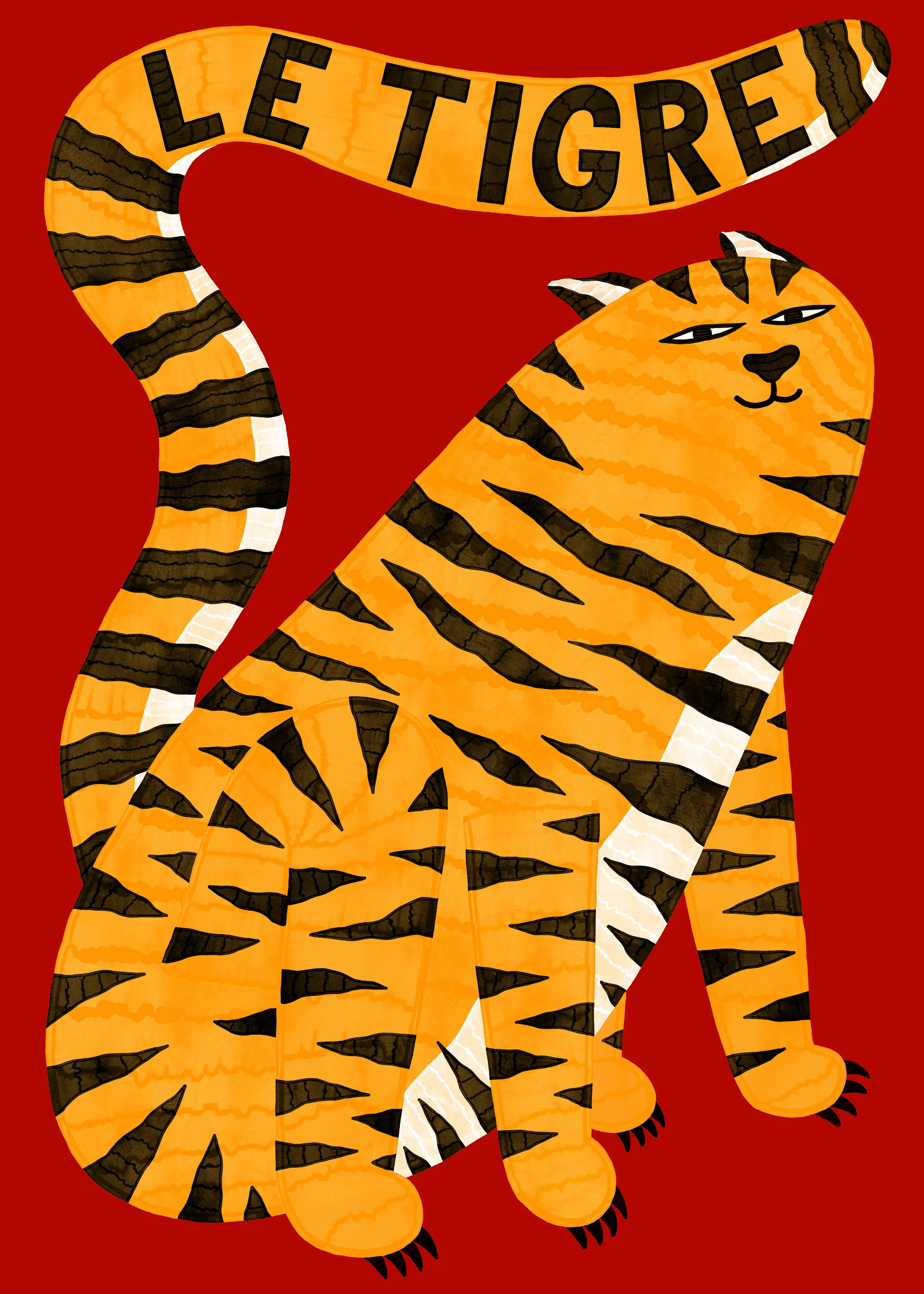 Le Tigre Red Poster - Tiger Poster | Wallbaby